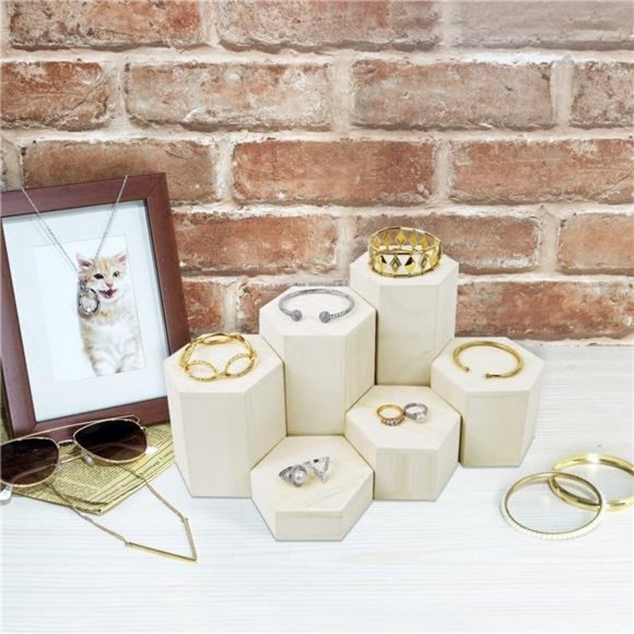 Storage & Organization | Wooden 6 Pcs Hexagon Risers For Display ...
